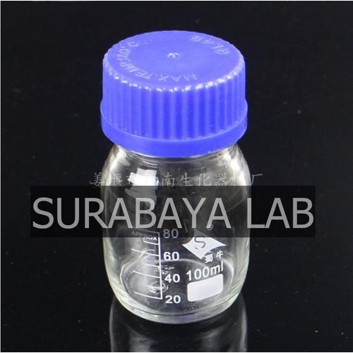 Jual GLASS REAGENT BOTTLE BLUE CAP BOTOL SAMPLE TUTUP BIRU KACA 100 ML ...