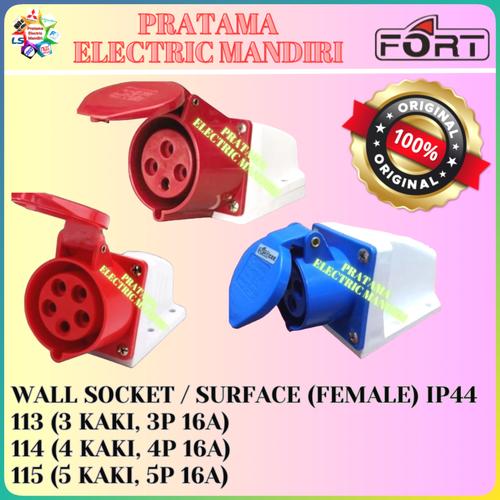 Jual FORT IP44 WALL SOCKET SURFACE FEMALE 113 3P 16A 114 4P 16A 115 5P 16A - WALL SOCKET 113 ...