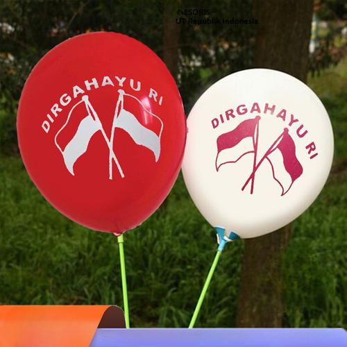 Jual balon latex motif bendera balon merah putih isi 50 tema dirgahayu ...