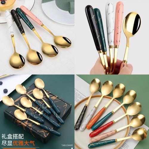 Jual BOX ISI 6 SENDOK MAKAN SULTAN MARBEL GOLD MEWAH GIFT SET SPOON ...