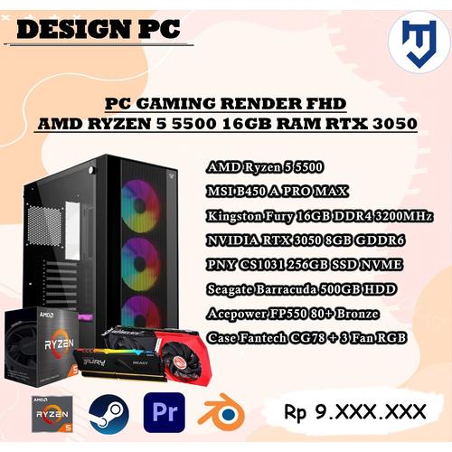 Jual PC GAMING RENDER FHD AMD RYZEN 5 5500 16GB RAM RTX 3050 - Kota ...