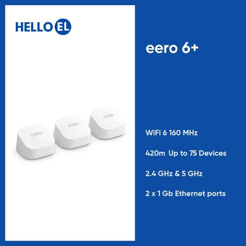 Jual eero 6+ 6 plus 1 3 Pack WiFi 6 Mesh System Smart Hub Router - 1 ...