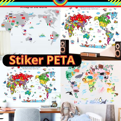 Jual WALLSTICKER STICKER STIKER DINDING TEMBOK GAMBAR PETA MAP DUNIA ...