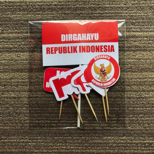 Jual 6 in 1 Hiasan HUT RI Cup Cake Topper / Hiasan Merah Putih Bendera ...