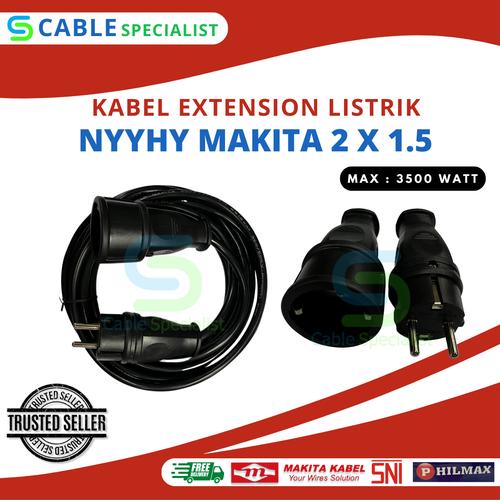 Jual Kabel Extention (Perpanjangan) 3 Meter Makita 2x1.5 SNI Hitam ...