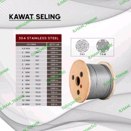 Jual kawat seling/kawat sling 8mm 7×19 stainless 304 / 1 Roll(500 meter) - Jakarta Barat - Ilham ...
