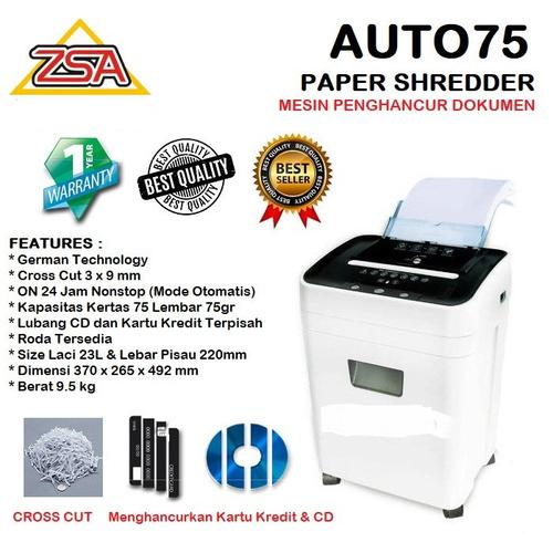 Jual ZSA Auto75 Mesin Penghancur Kertas Auto-75 Paper Shredder Document ...