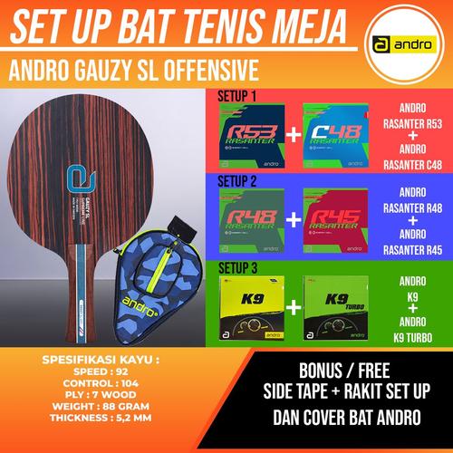 Jual Paket Bat Pingpong Rakitan Andro Gauzy SL OFF Rasanter K9 Free Cover - SETUP 1 - Jakarta ...