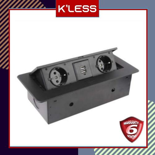 Promo Stop Kontak Meja Meeting Tanam 2 Socket 2 USB Soft Touch System ...