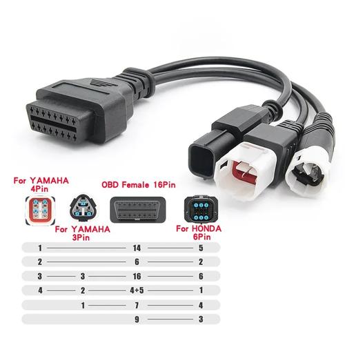 Jual Kabel OBD2 Motor connector 3 pin 4 pin Yamaha Honda 3 in 1 ...