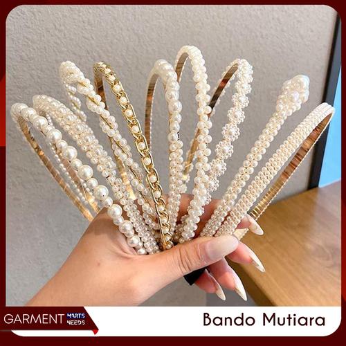 Jual Bando Wanita Mutiara Diamond Metal Korean Hair Band Head Pearl ...