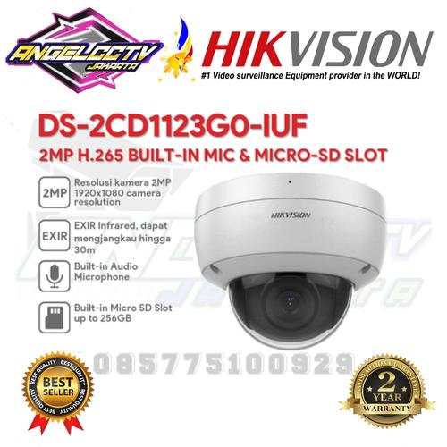 Jual IPCAM HIK indoor Ds-2CD1123GO-IUF DOME CAMERA H.265+ BUILT IN MIC ...