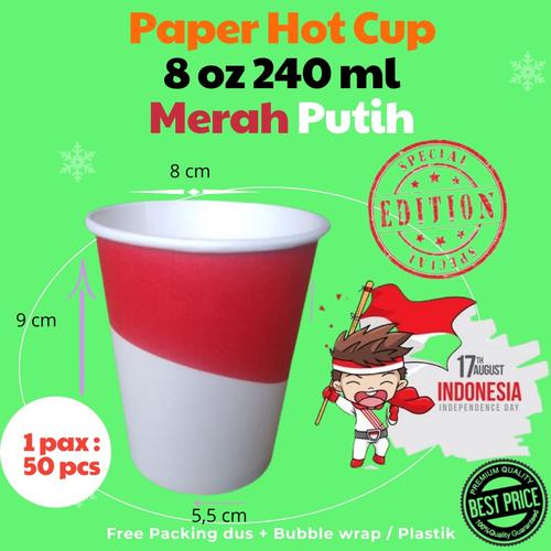 Jual Paper Hot Cup 8 oz 240 ml MERAH PUTIH Gelas Kertas 1 PAX 50 pcs - Jakarta Utara - TOKO ...