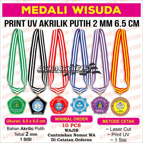 Jual Medali Wisuda Akrilik Tanpa Resin - Diameter 7 cm, Hitam-putih ...