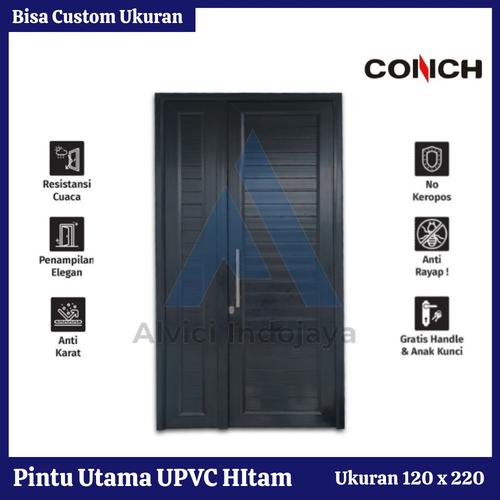 Jual Pintu Utama Double Swing UPVC Conch Hitam - Jakarta Barat - UPVC ...