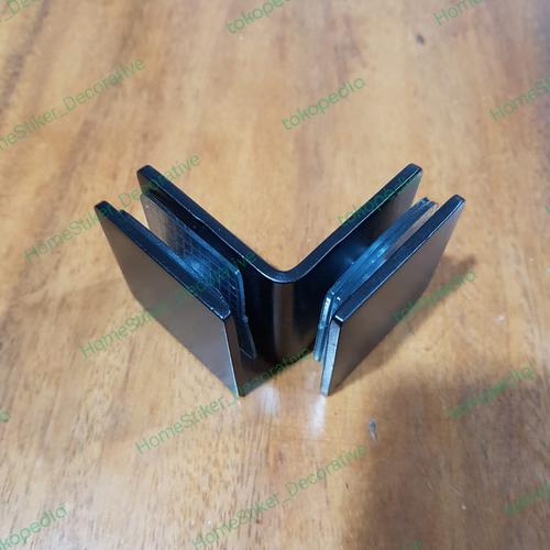 Jual GLASS CLIP L GLASS TO GLASS/JEPITAN KACA/KONEKTOR KACA MATTE BLACK ...