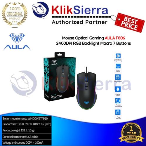 Jual Mouse Optical Gaming AULA F806 2400DPI RGB Backlight Macro 7 Buttons - Jakarta Pusat ...