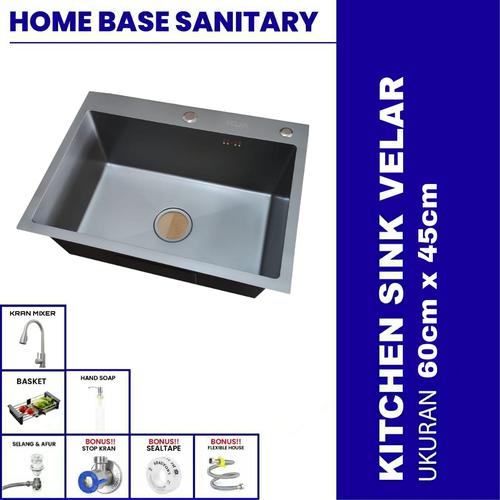 Jual Kitchen sink 1 Lubang VELAR 6045 Grey / Bak Cuci piring Minimalis ...