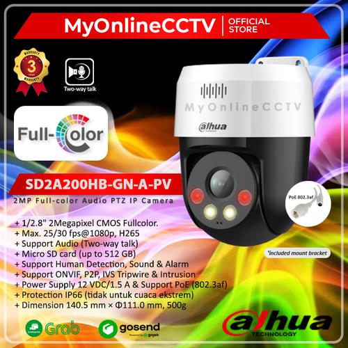 Promo SD2A200HB-GN-A-PV-S2 Dahua 2MP Full Color PTZ IP Camera CCTV ...