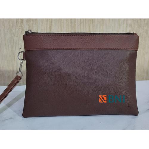 Jual HANDBAG V3 XL COKLAT KULIT PREMIUM LOGO BANK BNI/POUCH BAG PRIA ...