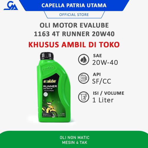 Promo OLI MOTOR EVALUBE 4T RUNNER 20W-40 1L (SELF PICKUP) Cicil 0% 3x ...