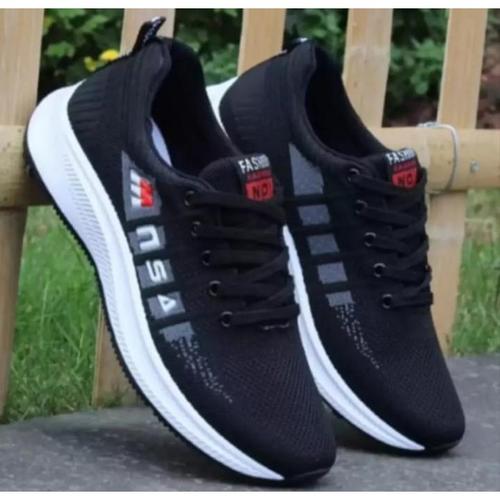 Jual Sepatu Sneakers Pria Olahraga Lari Running Senam Jogging Hitam ...