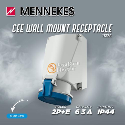 Jual MENNEKES Wall Mount Socket Receptacle 2P+E / 3 Pin 63A IP44 ...