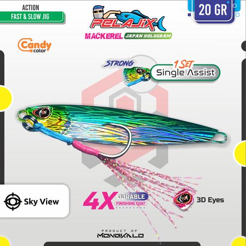 Jual Metal Jig 20 Gram Mongkalo PELAJIX Set Single Assist Umpan Casting 20g - Red Head - Kab ...