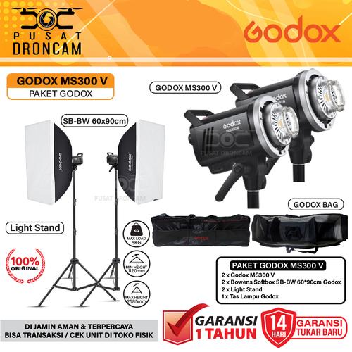 Promo Godox Paket Studio MS300 V / MS 300 V Lightstand, Softbox, Tas ...