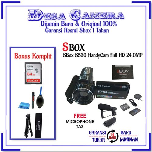 Jual SBox S530 HandyCam Full HD 24.0MP Hitam (Resmi) FREE Mic Vlog ...