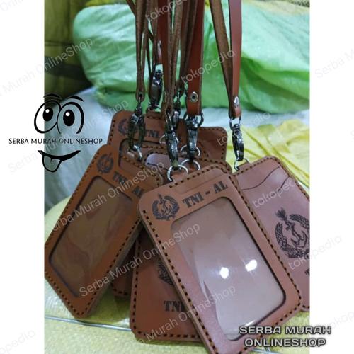 Jual Holder ID Card Tali Lanyard Name Tag Kulit Asli Logo TNI-AL ...