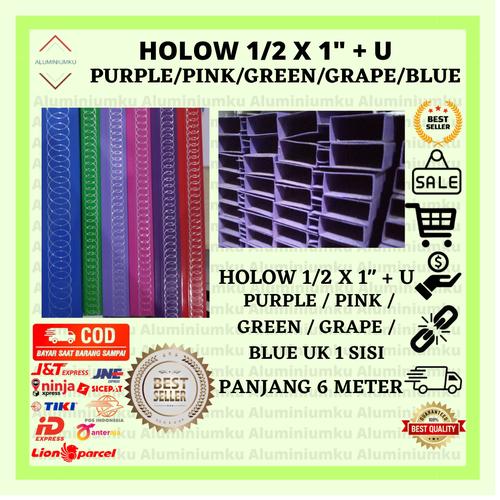 Jual HOLOW 1/2 X 1"+U PURPLE/PINK/GREEN/GRAPE/BLUE UK 1 SISI/ HOLOW ...