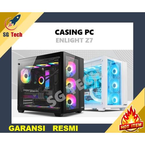 Jual CASING PC ENLIGHT Z7 - ATX TEMPERED GLASS TERMASUK 3 FAN RGB - WHITE - Jakarta Pusat - sg ...