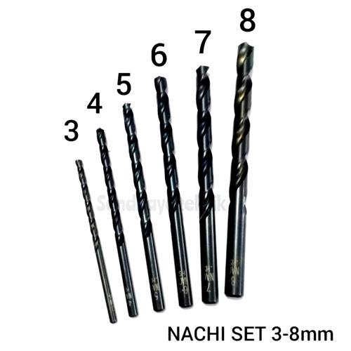 Jual paket set Dril bor mata bor besi Nachi Diameter 3m - 8m straight ...