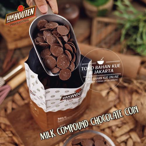 Promo Van Houten Milk 250gr Compound Coin Baking Professional Chocolate ...