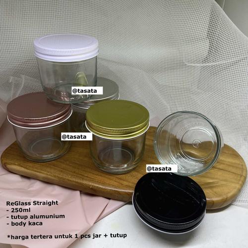 Jual ReGlass STRAIGHT 250ml Toples Botol Jar Kaca + Tutup Aluminum - rg ...
