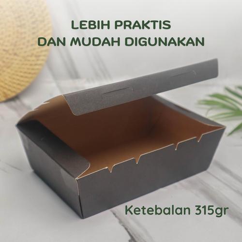 Jual paper lunch box kotak makan kertas 315 gr tanpa rakit hitam size M ...