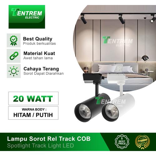Jual Lampu Rell COB Track Light 20W 20 Watt LED Sorot Rel Spotlight Spot - 20W Hitam+GRNSI ...