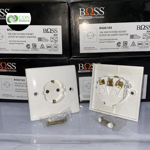 Jual STOP KONTAK BOSS B426/16S WITH SAFETY SHUTTER / STOP KONTAK BOSS ...
