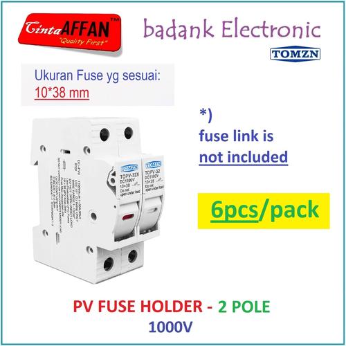 Jual 6pcs/pack - TOMZN DC PV Fuse Holder 2P 1000V for Fuse Size 10*38mm ...