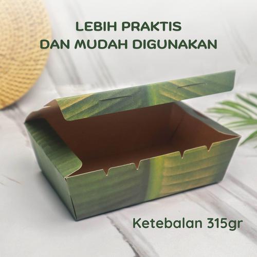 Jual paper lunch box kotak makan kertas daun 315 gr tanpa rakit size M ...