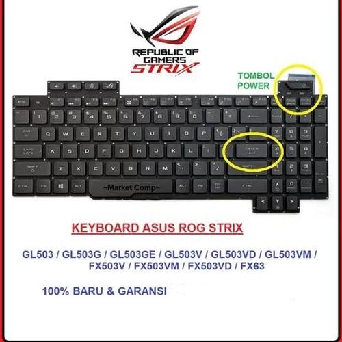 Jual KEYBOARD ASUS ROG STRIX GL503 GL503V GL503VD GL503G GL503GE ...
