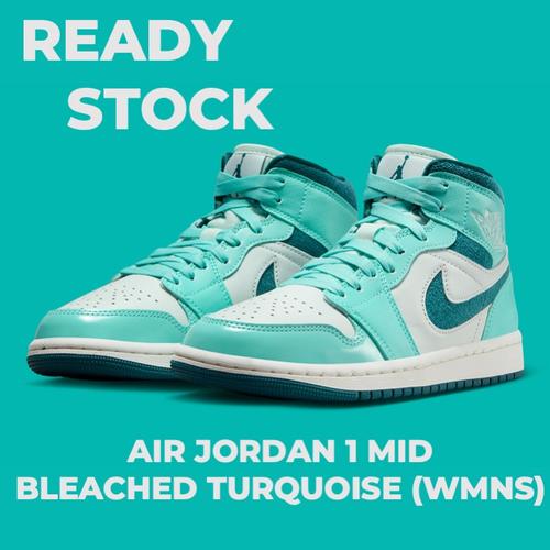 Jual Sneakers Nike Air Jordan 1 Mid Bleached Turquoise (WMNS) - Jakarta ...