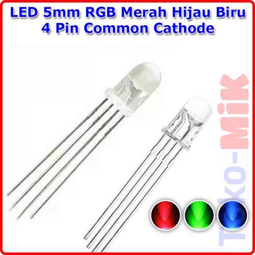 Jual LED 5MM 5 MM RGB COMMON CATHODE TRI COLOR 4 PIN WARNA MERAH HIJAU ...