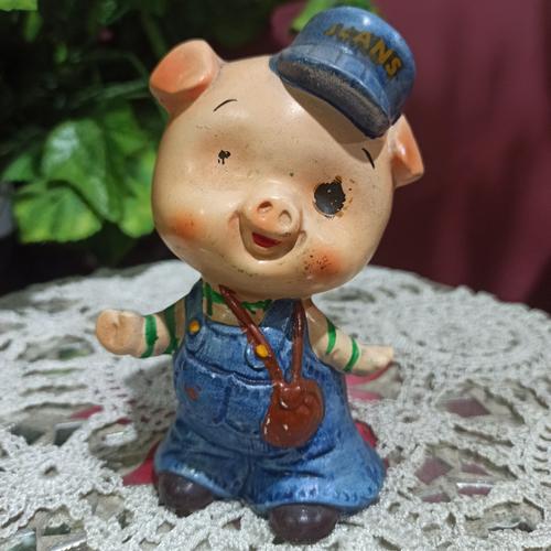 Jual Pajangan Jadul celemgan Keramik Patung babi keren memakai topi ...
