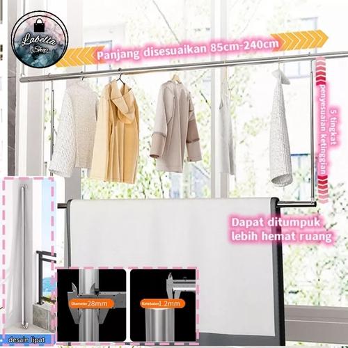 Jual Jemuran Portable Lipat Dinding Stainless Balkom Kanopi Tiang ...