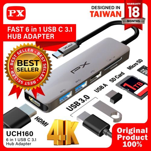 Jual USB Hub Converter Type C 3.1 Macbook Laptop HDMI 6 in 1 PX UCH160 ...