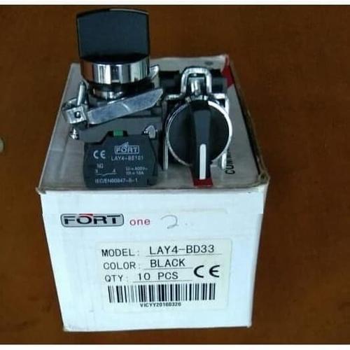 Jual Selector Switches Push Button With LED LAY4-BD33 2NO Hitam Flush ...