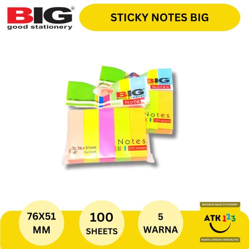 Jual Sticky Note / Sign Here Merk BIG Ukuran 76x51mm Warna Warni (5 ...