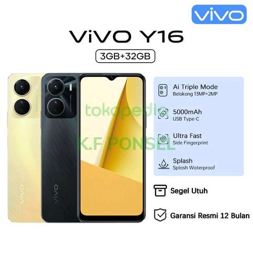 Jual VIVO Y16 3/32GB Smartphone [RAM 3+32 GB] GARANSI RESMI–GOLD ...